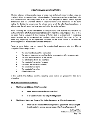 Fillable Online PROCURING CAUSE FACTORS Fax Email Print - pdfFiller