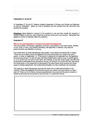 Fillable Online Federalists 47 48 and 51 Directions Federalist 47 Why ...