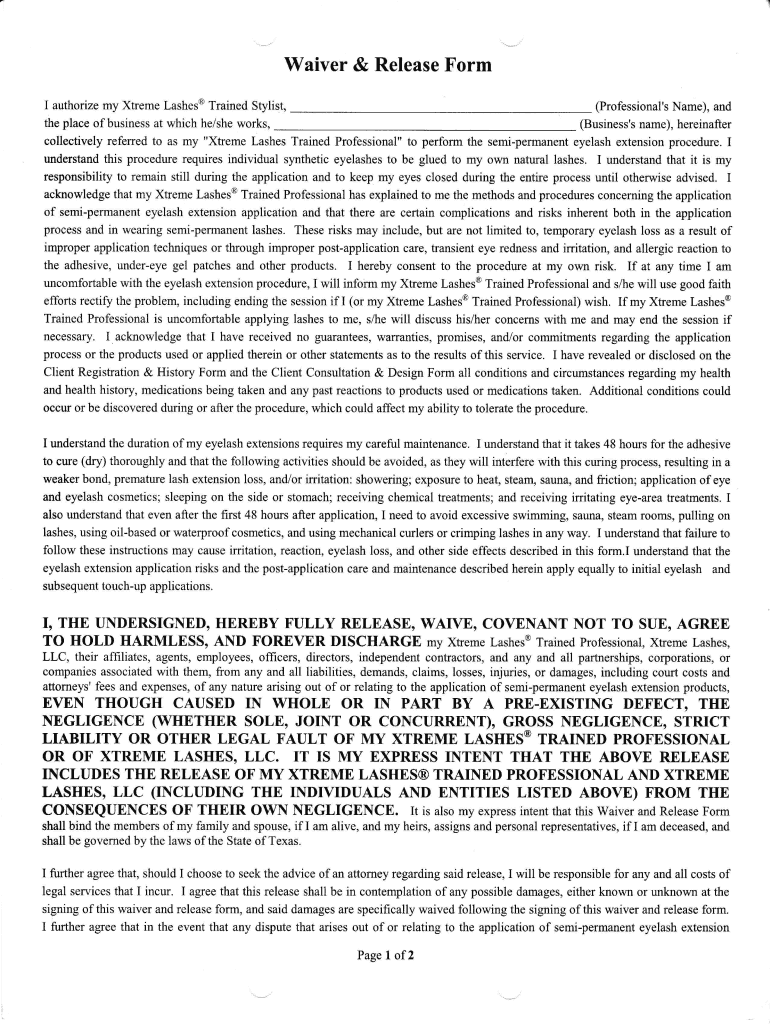 Fillable Online lagunaskincare Waiver & Release Form - Laguna Skin Care ...