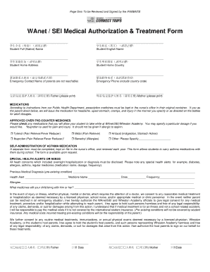 Fillable Online wanetusa WAnet SEI Medical Authorization amp Treatment ...