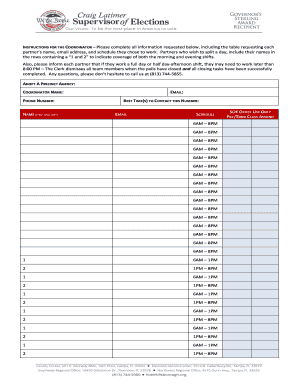 Fillable Online INSTRUCTIONS FOR THE COORDINATOR Please complete all information requested below ...