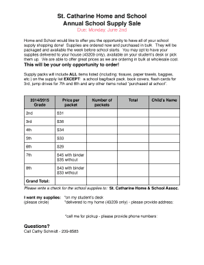 Fillable Online Annual School Supply Sale Fax Email Print - pdfFiller