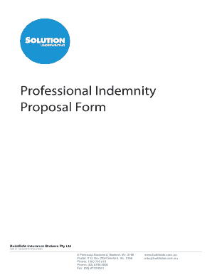 Fillable Online Professional Indemnity Proposal Form ...