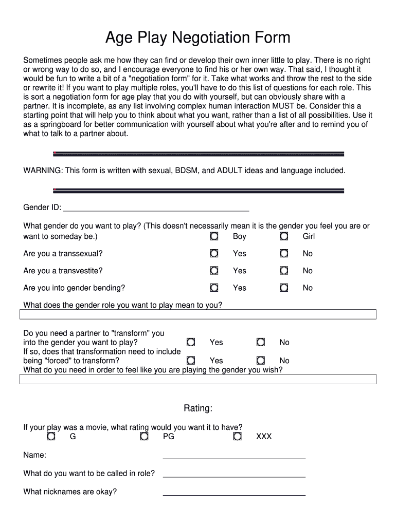 Age Play Negotiation Fill Online Printable Fillable Blank PdfFiller Age Play Negotiation Fill Online Printable Fillable Blank PdfFiller