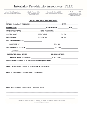 Fillable Online Patient History Intake Form 201 ... - Interlake ...