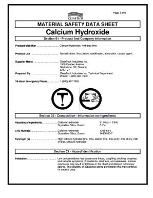 Fillable Online Calcium Hydroxide Fax Email Print - pdfFiller