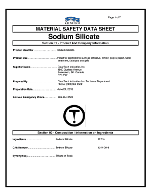 Fillable Online Sodium Silicate Fax Email Print - pdfFiller