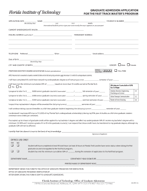 Fillable Online admission fit GRADUATE ADMISSION APPLICATION FOR THE ...