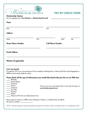 Fillable Online PAY BY CHECK FORM Fax Email Print - pdfFiller