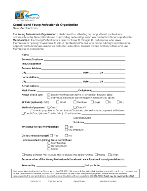 Fillable Online Young Professionals Application Fax Email Print - pdfFiller