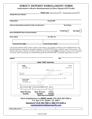 Fillable Online Direct bdepositb enrollment bformb - myUSF Fax Email Print - pdfFiller