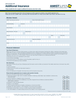 Fillable Online Additional Insurance - AMIST Super Fax Email Print ...