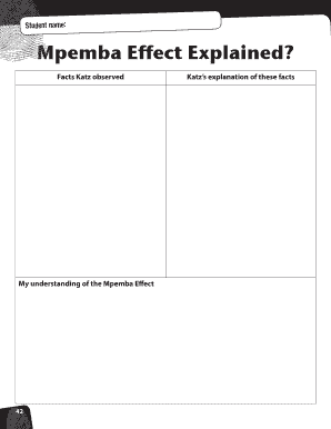 Fillable Online Student name Mpemba Effect Explained - Pacific Learning ...