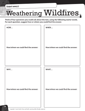 Fillable Online Student names Weathering Wildfires - Pacific Learning ...