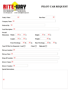 Fillable Online Pilot Car Request Form Fax Email Print - pdfFiller