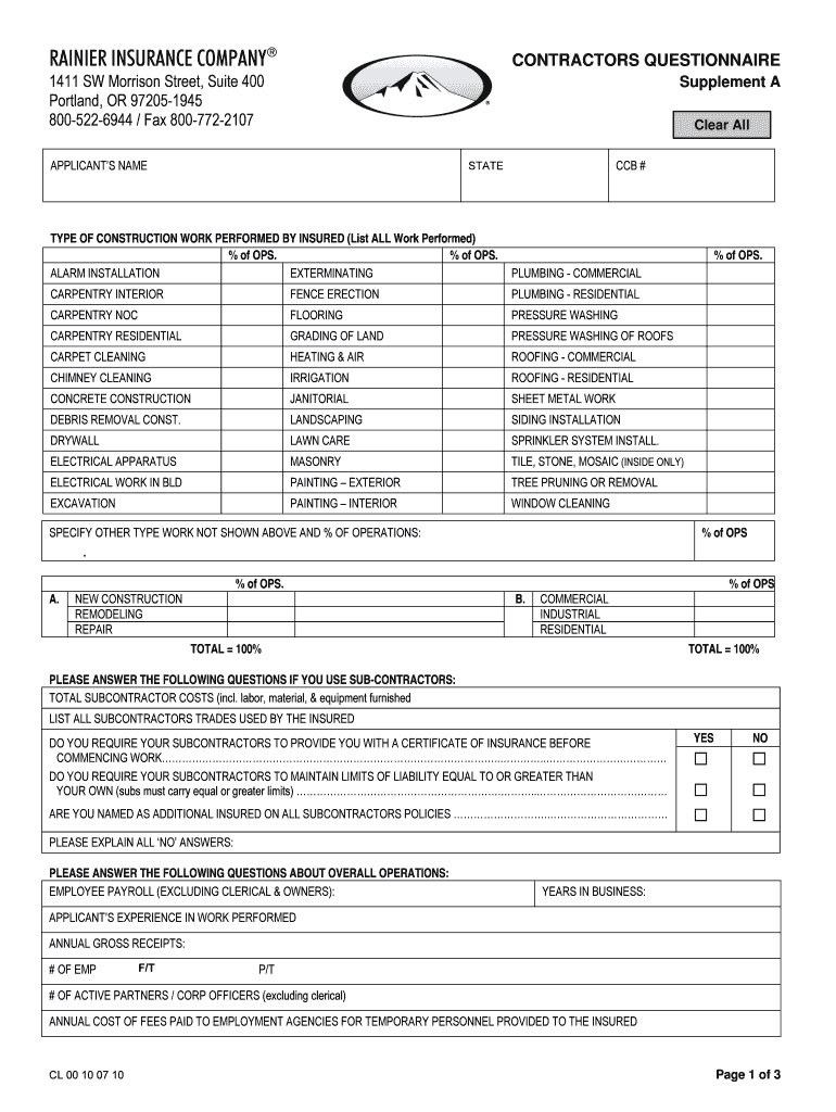 Fillable Online Contractors Questionnaire-PDF Fax Email Print - pdfFiller