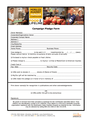 Fillable Online Campaign Pledge Form - Food Lifeline Fax Email Print - pdfFiller