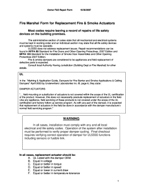 Fillable Online controltrends Fire Marshal Form for Replacement Fire ...