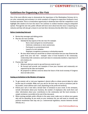Fillable Online Guidelines for Organizing a Site Visit Fax Email Print ...