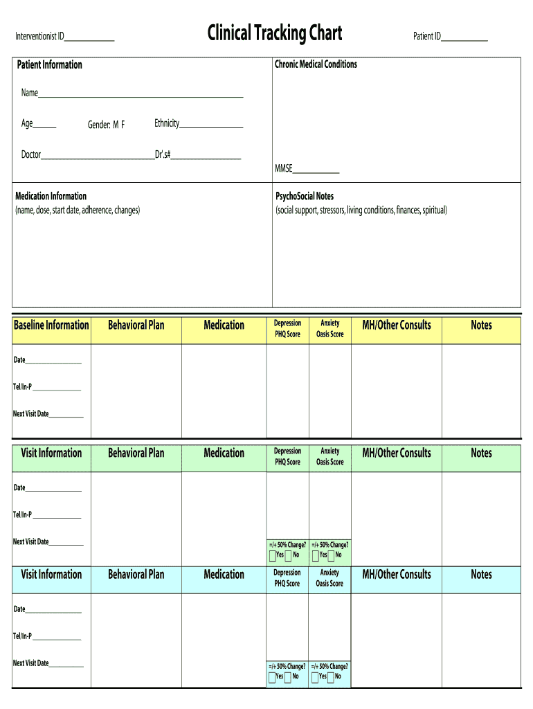 Fillable Online impact-uw Clinical Tracking Chart - bIMPACTb Fax Email ...