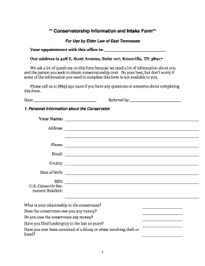 Fillable Online Conservatorship Information and Intake Form Fax Email ...
