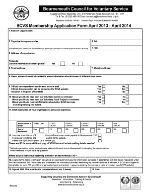 Fillable Online bournemouthcvs org Membership Application Form - Bournemouth Council for ...