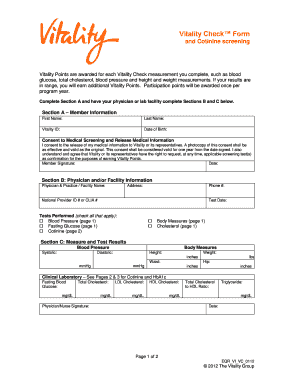 Fillable Online Vitality Check Form Fax Email Print - pdfFiller