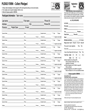 Fillable Online sbhana PLEDGE FORM Collect Pledges Registration Form ...