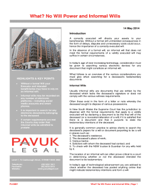 Fillable Online No Will Power and Informal Wills Fax Email Print ...