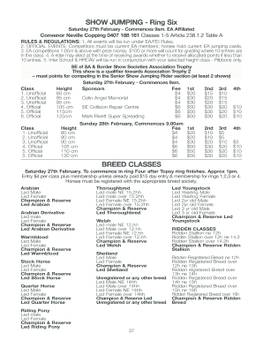 Fillable Online SHOW JUMPING - Ring Six - South Australian Country ...