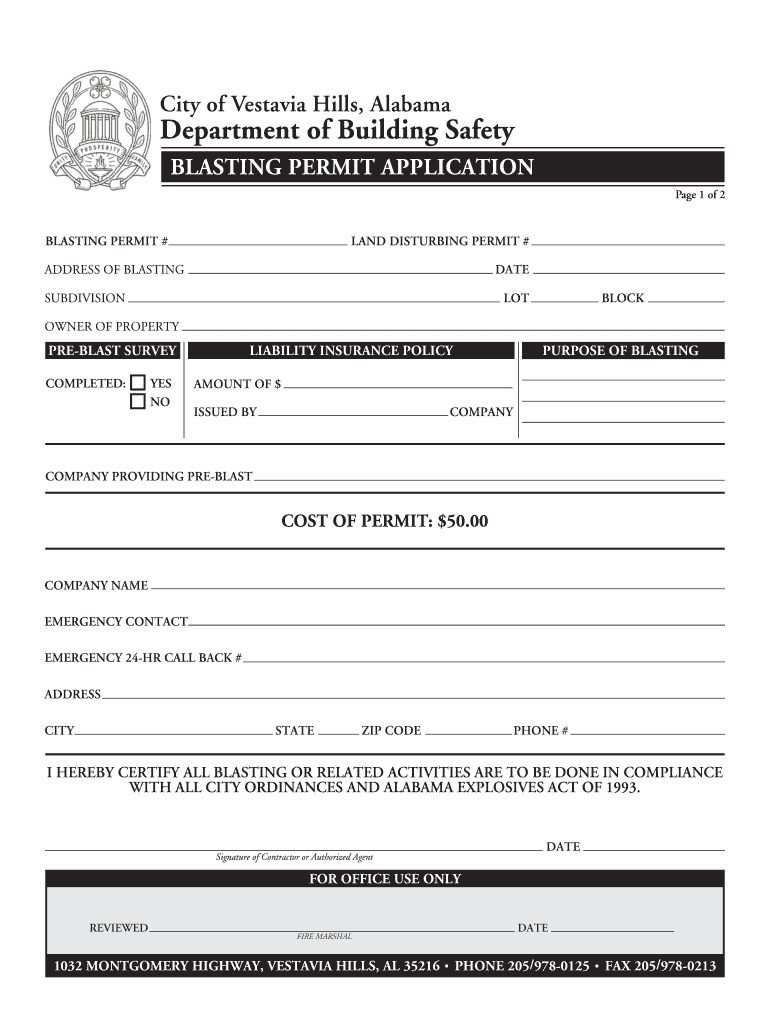 Fillable Online Blasting Permit Application 2015.ai Fax Email Print ...