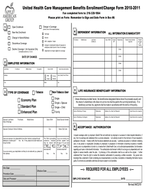 Fillable Online UHC Enrollment Form 20102011pub Fax Email Print - pdfFiller