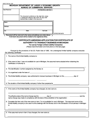 Fillable Online BCertificateb Amending Application For bCertificateb of Authority to bb Fax ...