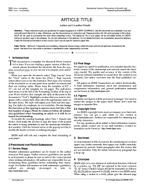 Fillable Online IJSER - Template IJSER Research Paper Template Fax ...