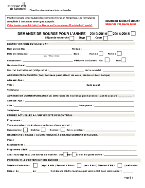 Remplissable En Ligne maisoninternationale umontreal Demande de bourse pour l'ann e 2013-2014 ...
