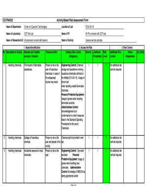 Laboratory Risk Assessment Form FREE 44+ Risk Assessment Forms In PDF