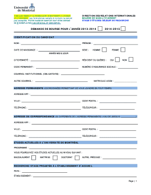 Remplissable En Ligne maisoninternationale umontreal DEMANDE DE BOURSE POUR L ANNE 2013-2014 ...