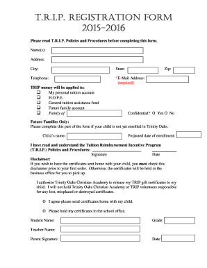 Fillable Online trinity-oaks TRIP registration form 2015-2016 - trinity ...
