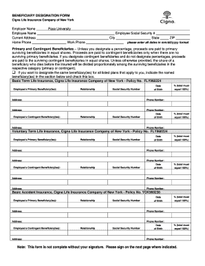 Fillable Online pace Beneficiary Designation bformb - Pace University Fax Email Print - pdfFiller