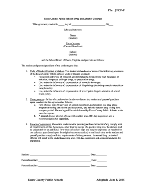 Fillable Online Drug and Alcohol Contract W2690583DOC1 - essexk12vaus ...