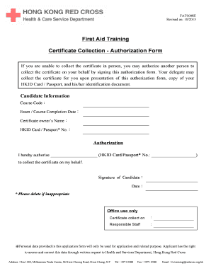 Fillable Online redcross org Certificate Collection Authorization Form ...