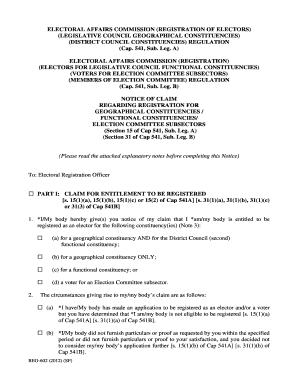 Fillable Online ELECTORAL AFFAIRS COMMISSION REGISTRATION OF ELECTORS ...