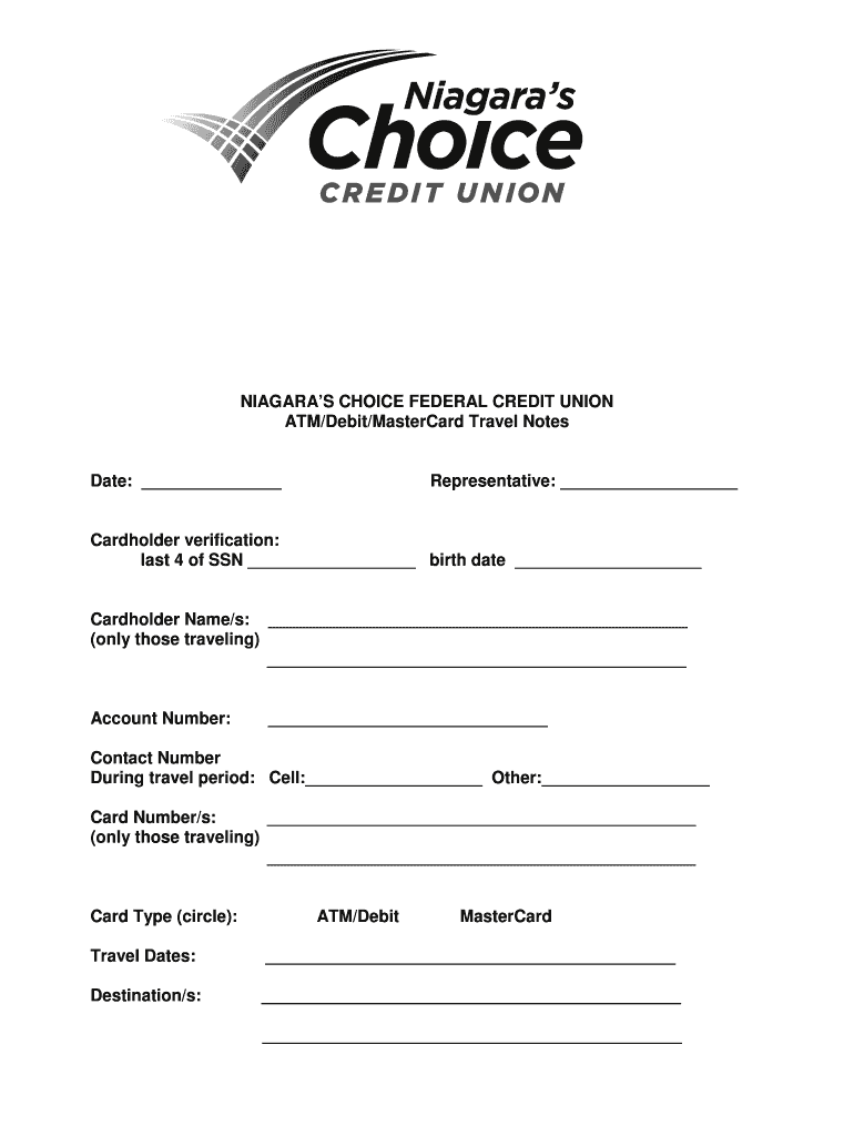 Fillable Online niagaraschoice debit travel form - niagaraschoice Fax Email Print - pdfFiller
