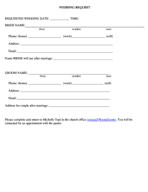 Fillable Online stpaulsnewarkde WEDDING REQUEST - stpaulsnewarkde Fax ...