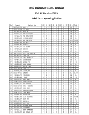 Fillable Online Ranked list of approved applications Fax Email Print ...