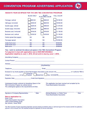 Fillable Online texasbandmasters CONVENTION PROGRAM ADVERTISING ...