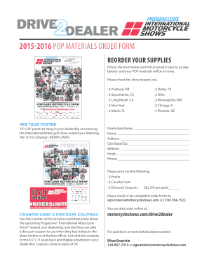 Fillable Online 20152016 POP MATERIALS ORDER FORM Fax Email Print - pdfFiller
