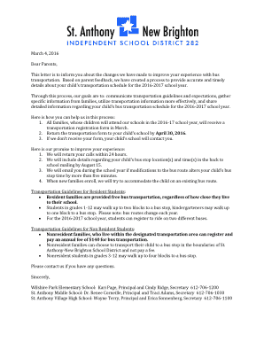 Fillable Online This letter is to inform you about the changes we have ...