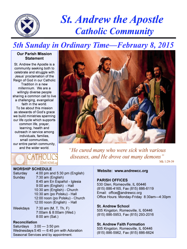 Fillable Online St. Andrew the Apostle - Saint Andrew the Apostle Fax ...