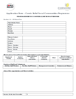 Fillable Online cheshirecommunityfoundation org Application Form Comic ...